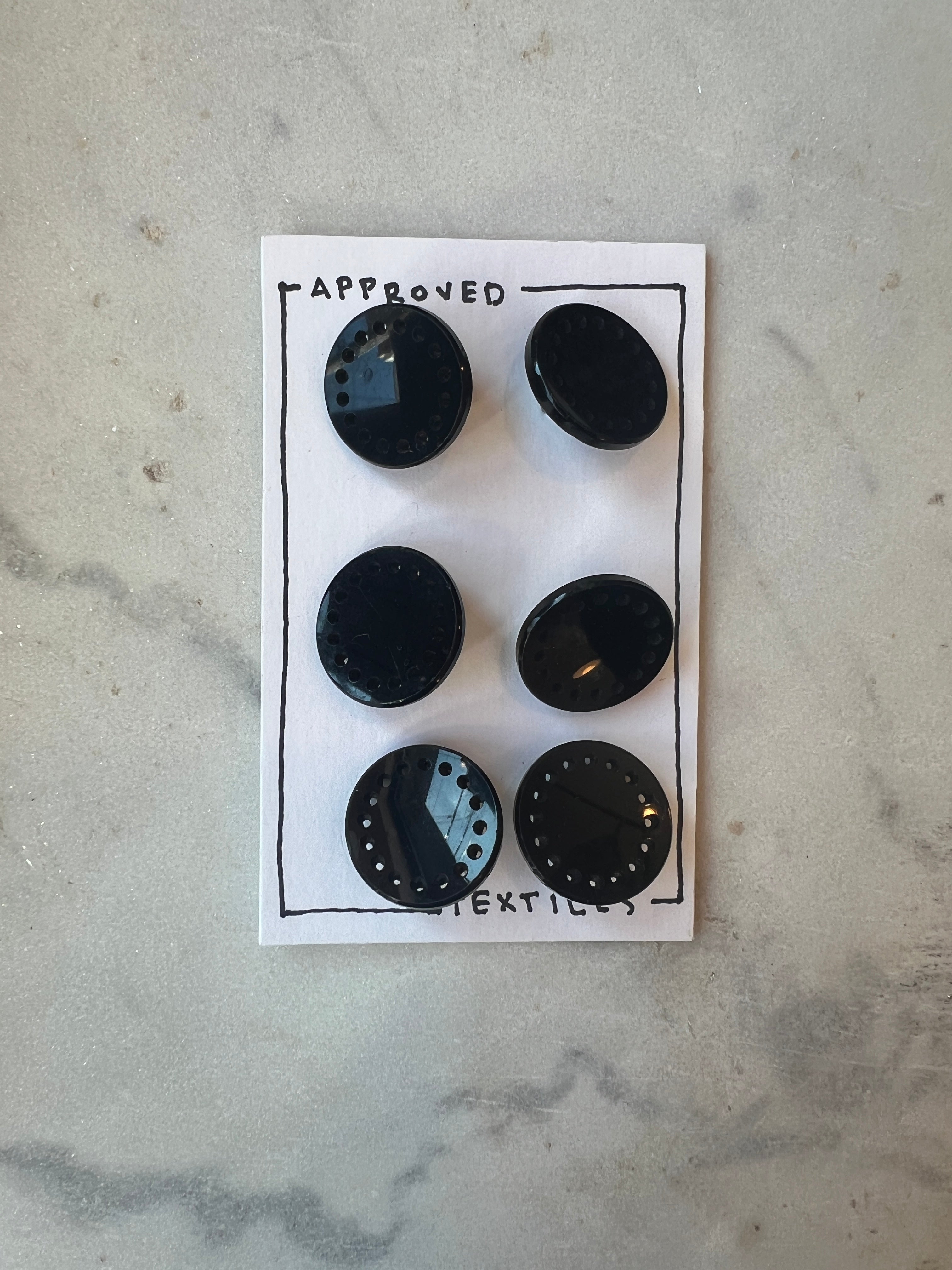 Black Glass Shank Buttons 22mm – Approved Textiles